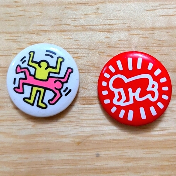 Vintage | Art | Vintage Keith Haring Buttons Political Ford Model Lady ...